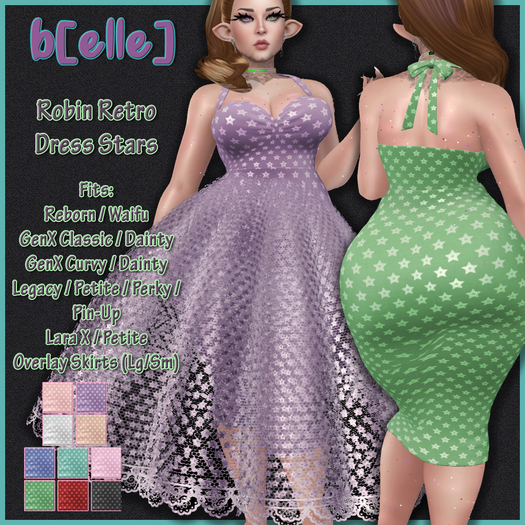 Second Life Marketplace - DEMO_b[ELLE] Robin Retro Dress Slim Stars